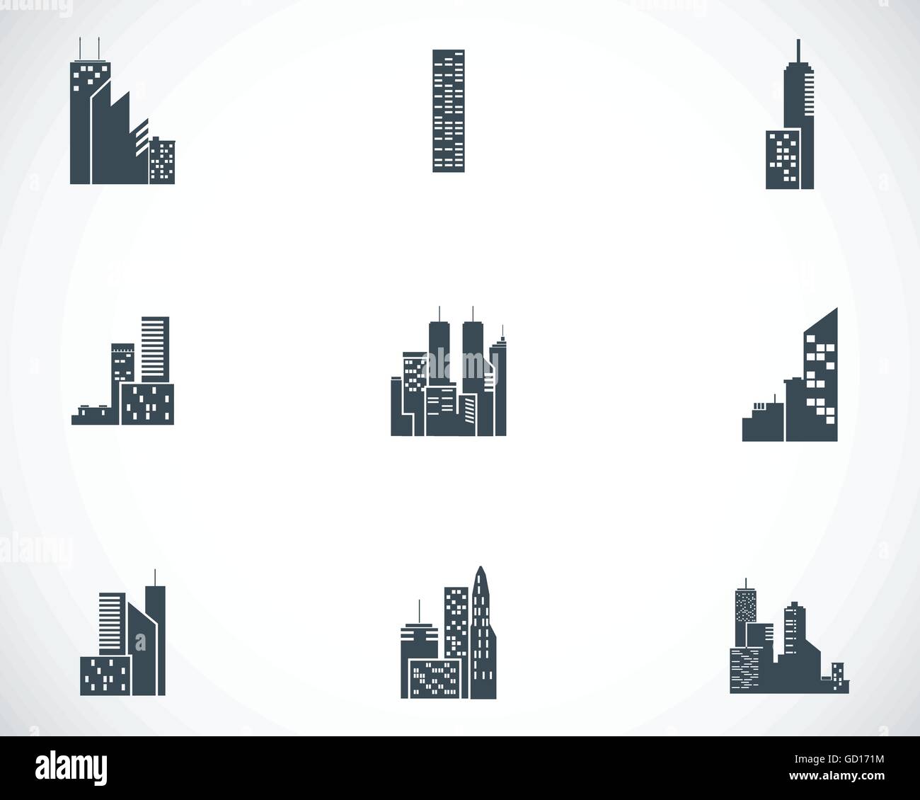 Vector black building icons set Stock Vector Image & Art - Alamy
