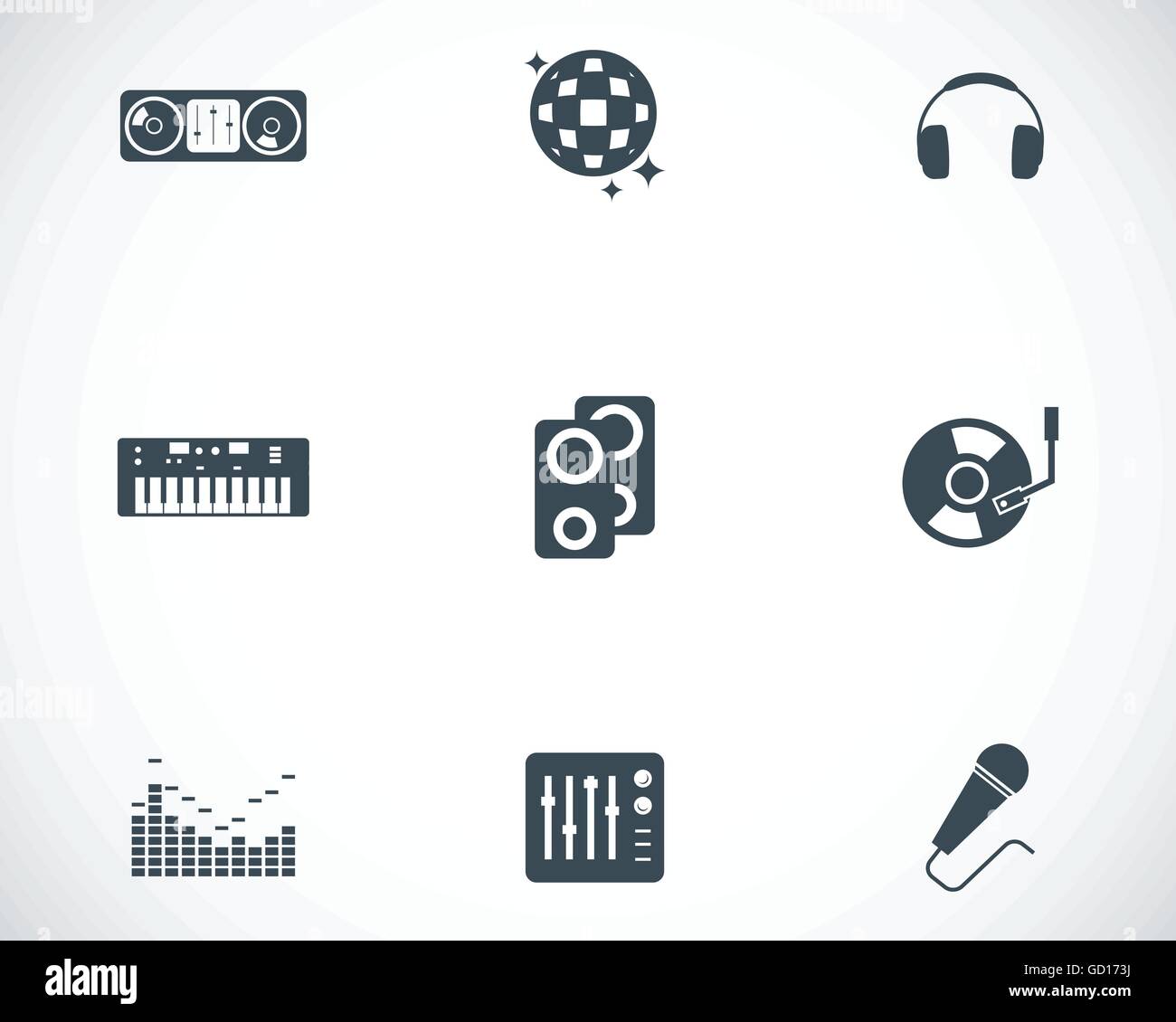 Vector black dj icons set Stock Vector Image & Art - Alamy