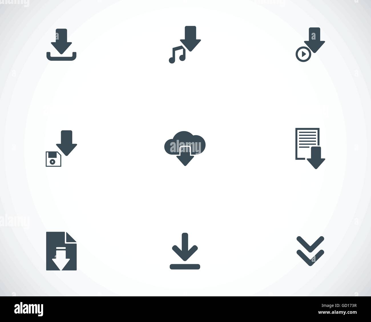 Vector black download icons set Stock Vector Image & Art - Alamy