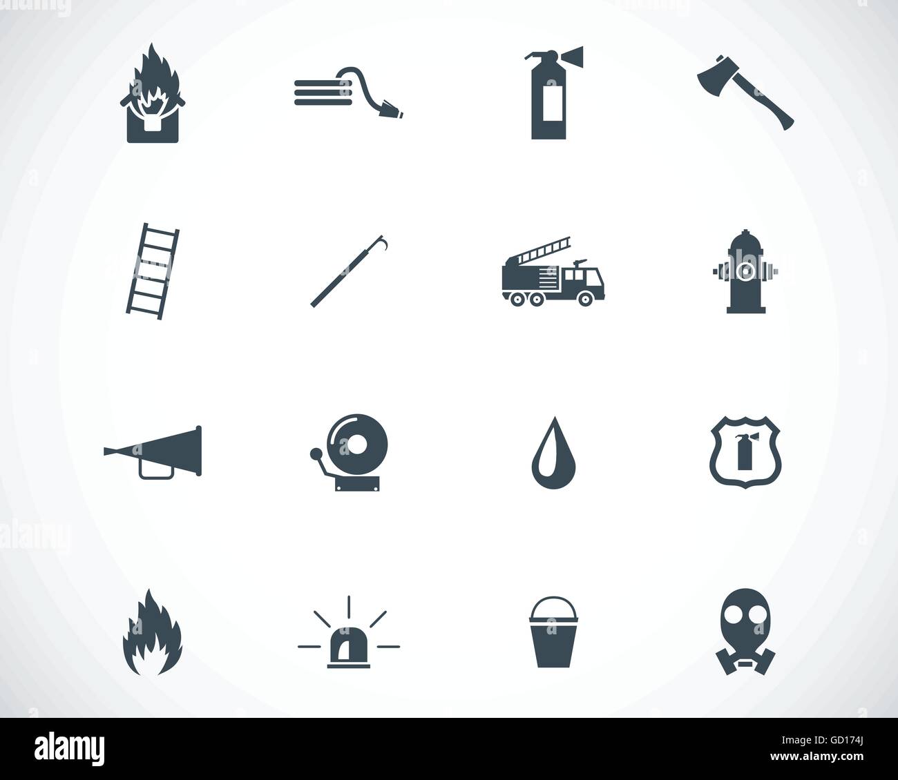 Vector black firefighter icons set Stock Vector Image & Art - Alamy