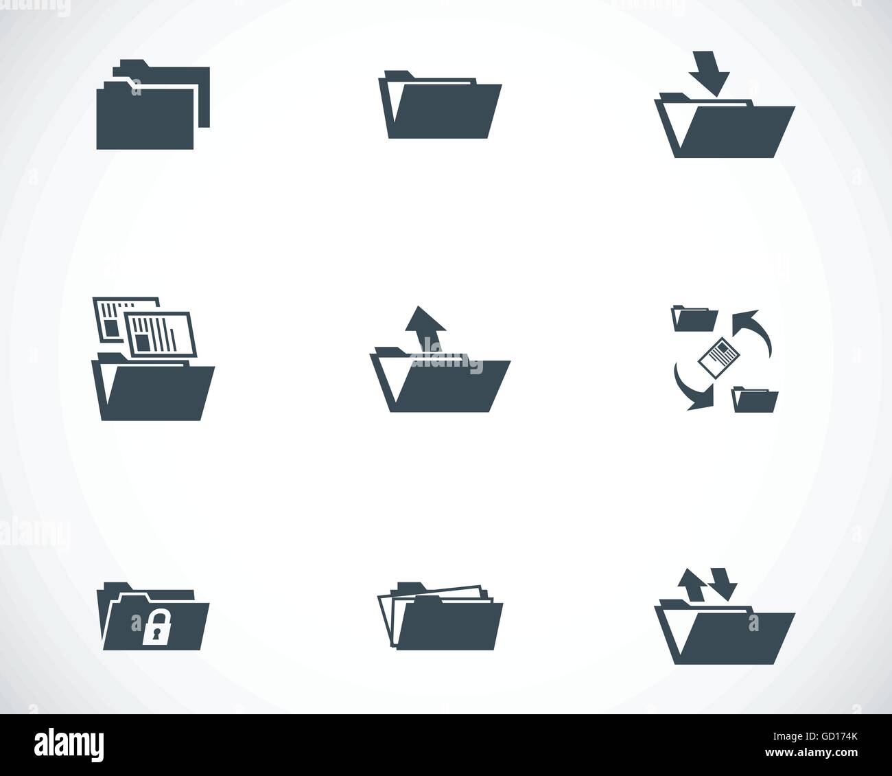 Vector black folder icons set Stock Vector Image & Art - Alamy
