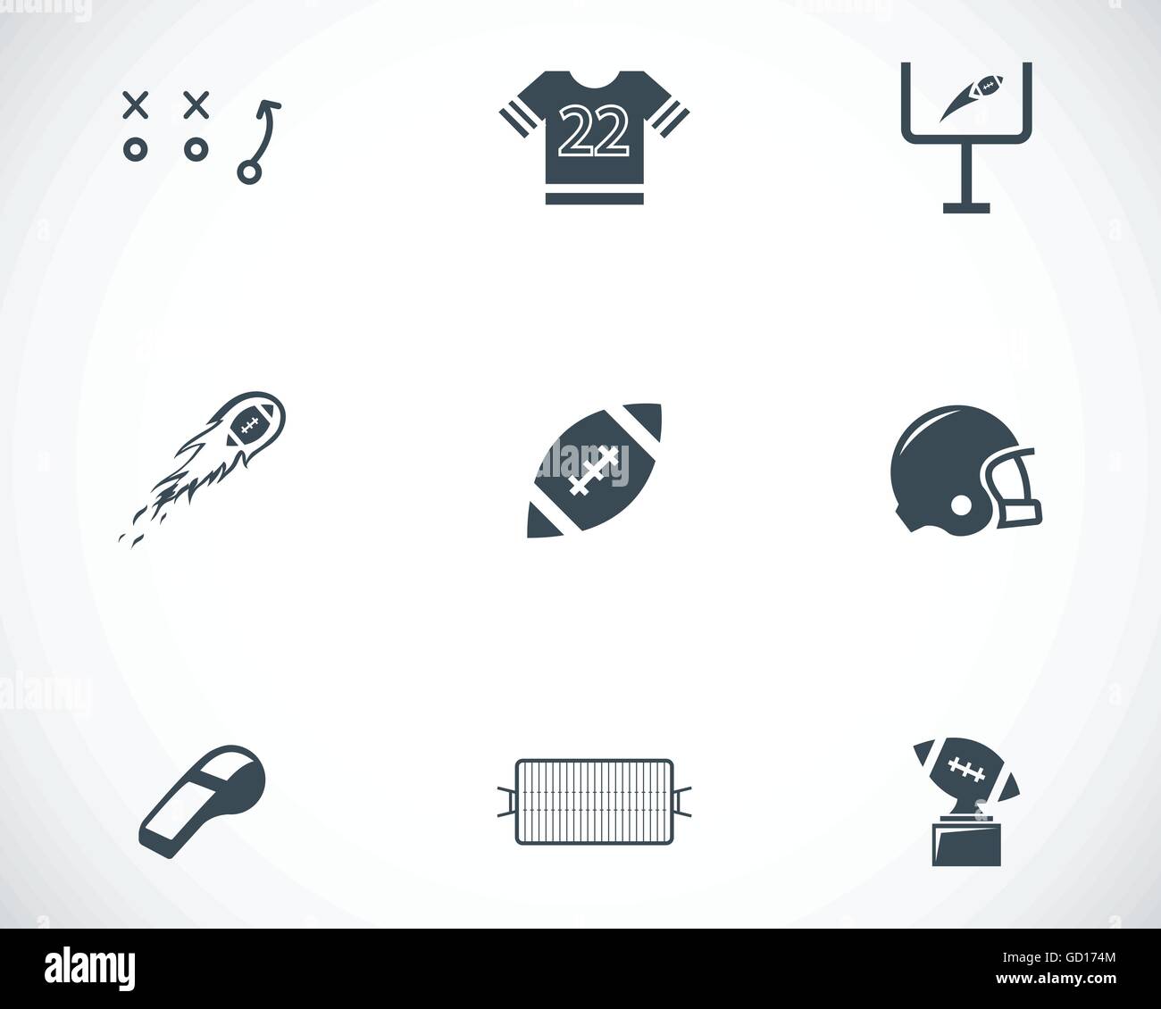 Vector black football icons set Stock Vector Image & Art - Alamy