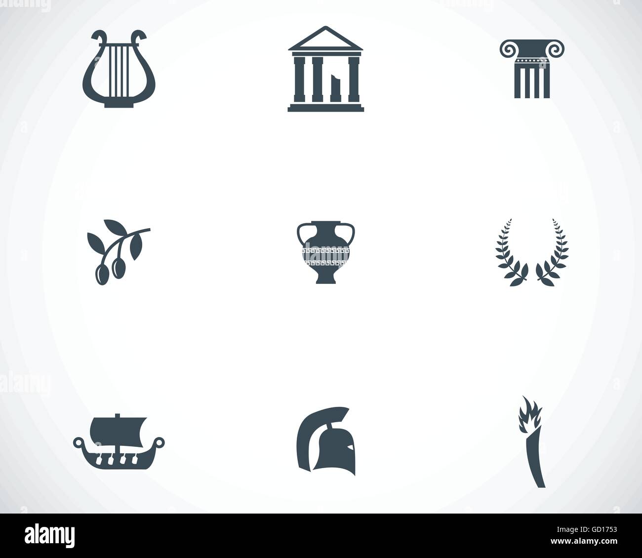 Vector black greece icons set Stock Vector Image & Art - Alamy
