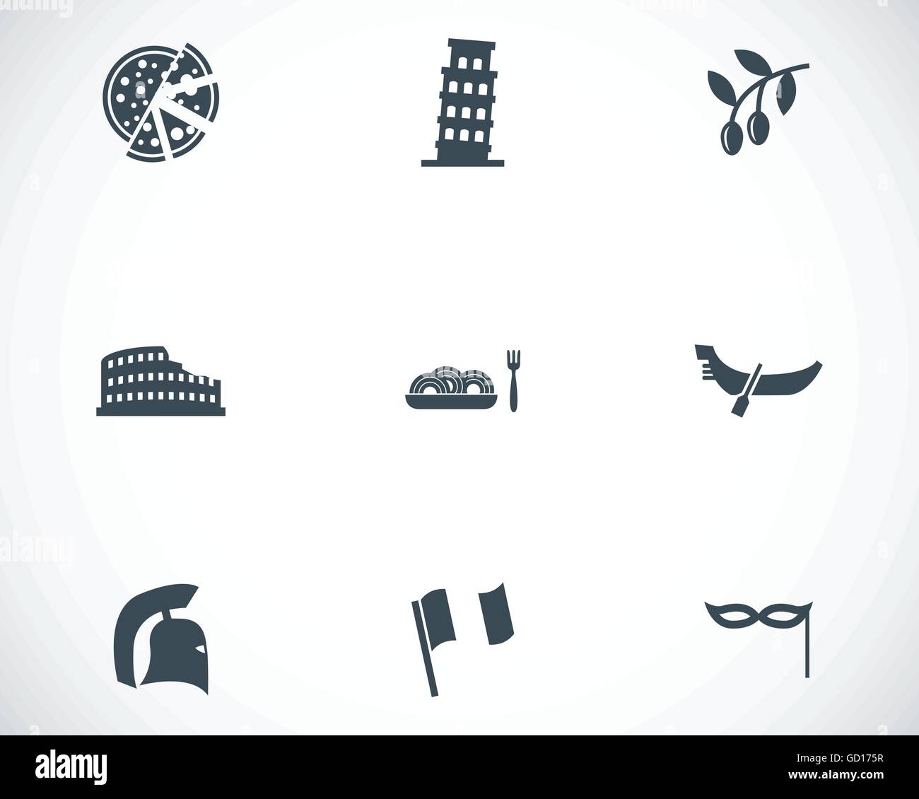 Vector black italian icons set Stock Vector Image & Art - Alamy