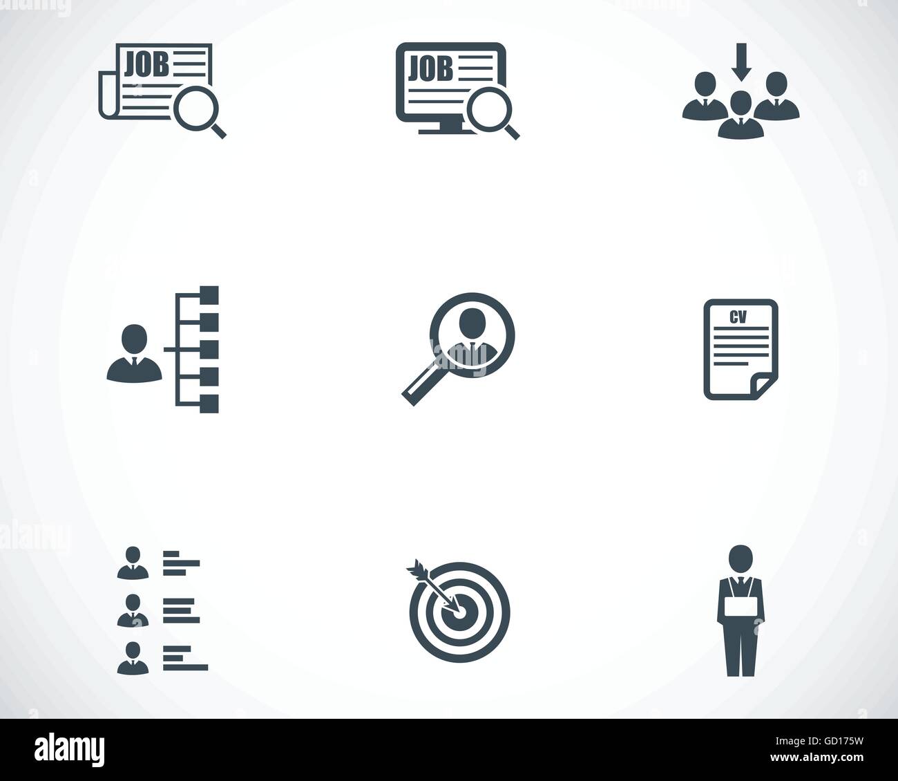 Vector black job search icons set Stock Vector Image & Art - Alamy