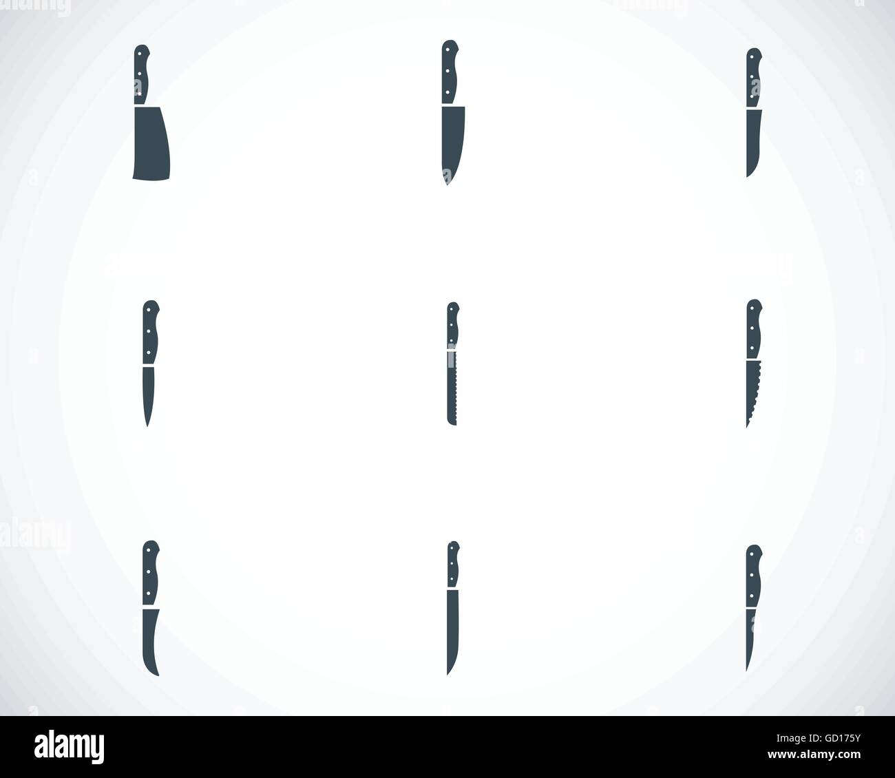 Vector black kitchen knife icons set Stock Vector Image & Art - Alamy