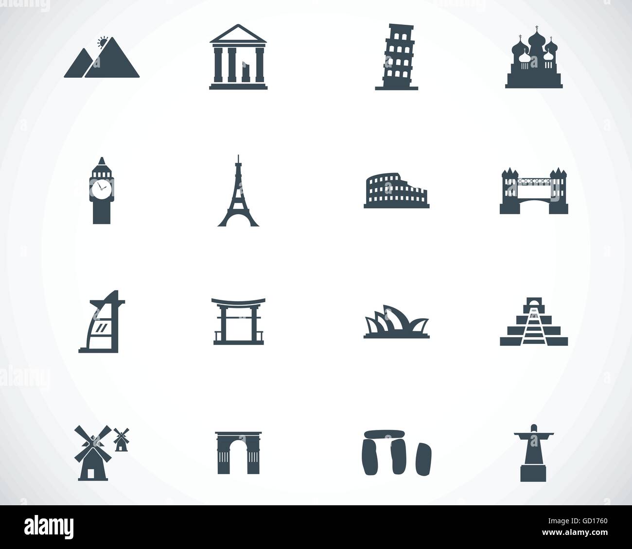 Vector black landmark icons set Stock Vector Image & Art - Alamy