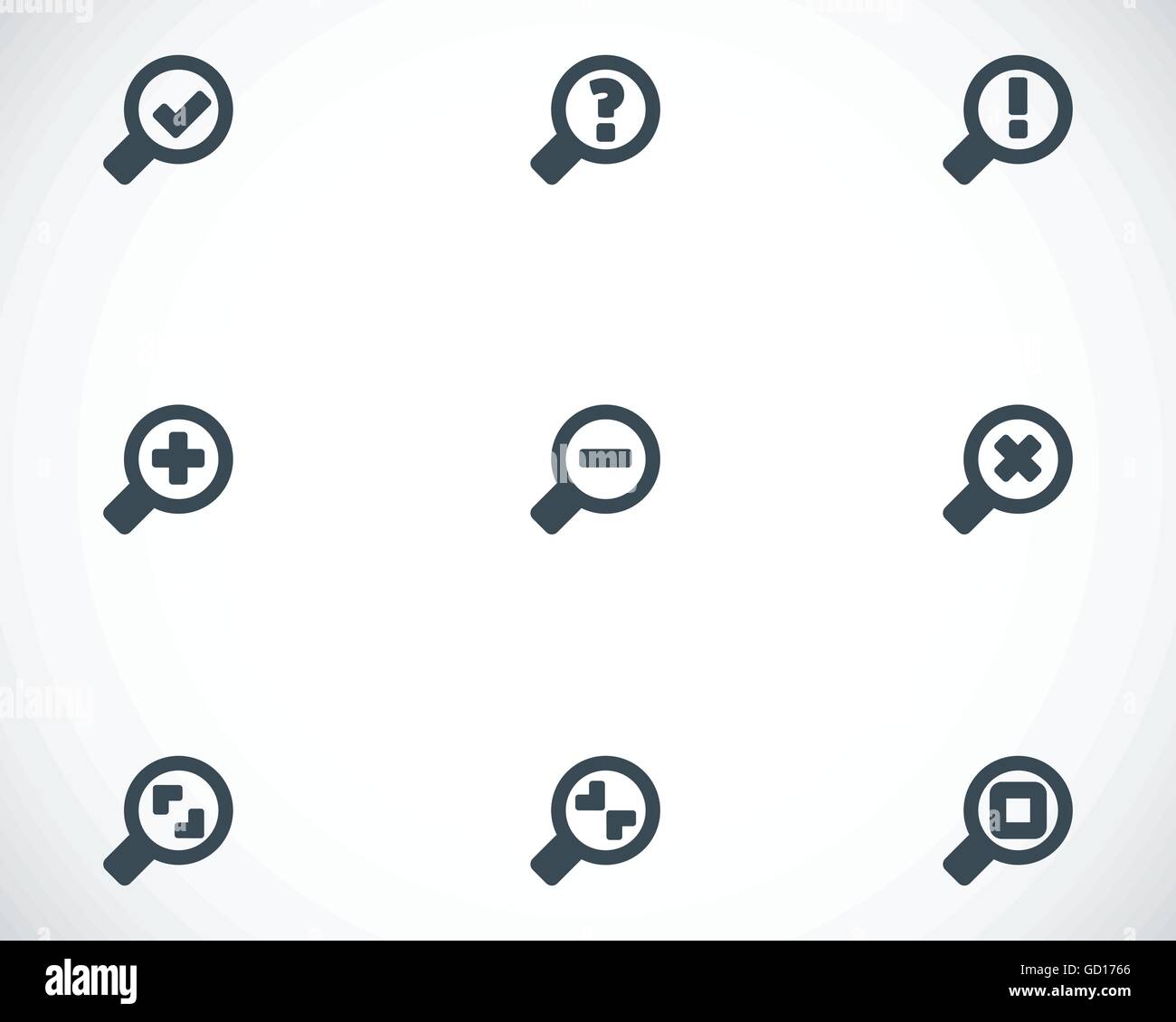 Vector Black Magnifying Glass Icons Set Stock Vector Image And Art Alamy