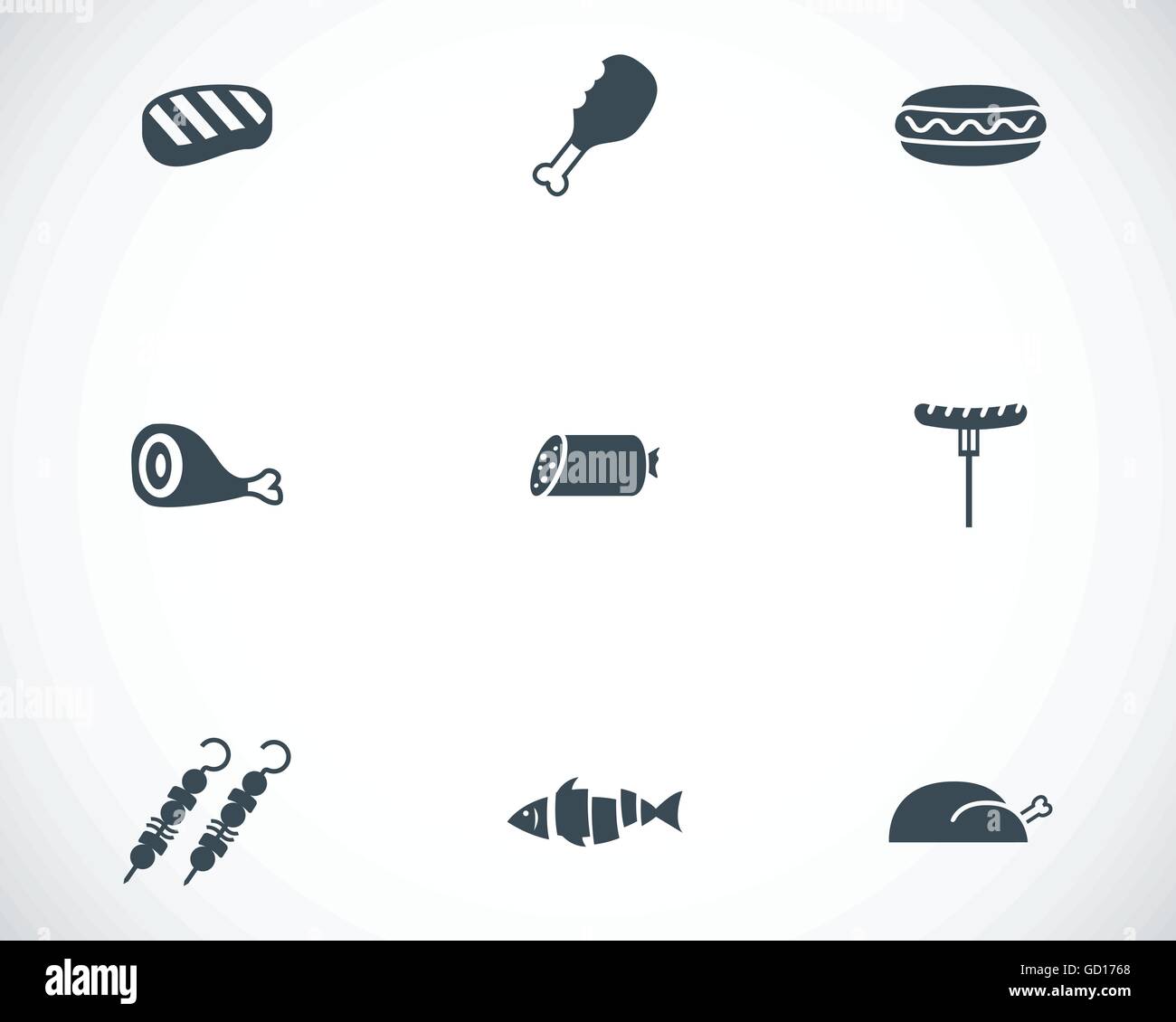 Vector black meat icons set Stock Vector Image & Art - Alamy