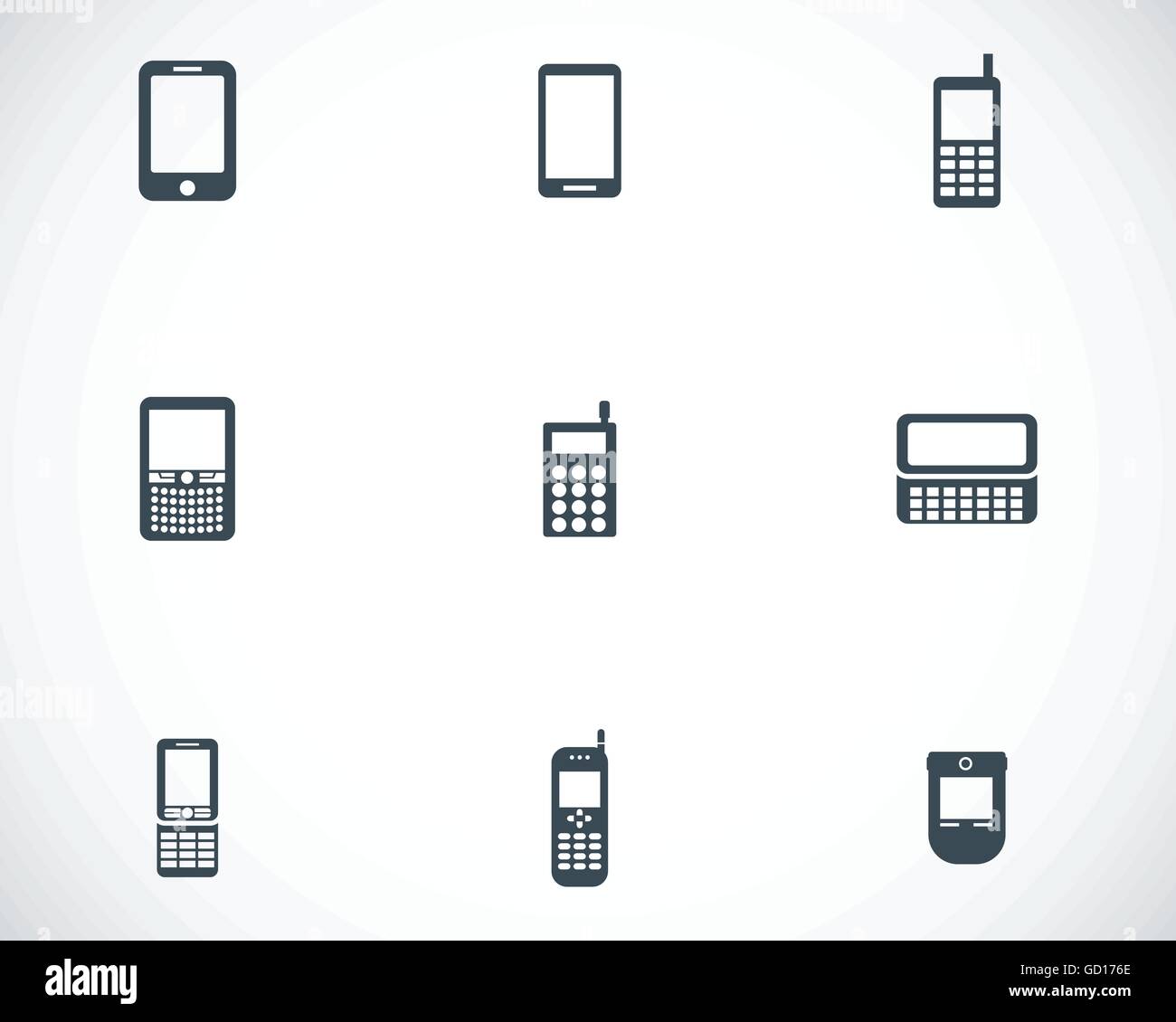 Vector black mobile phone icons set Stock Vector Image & Art - Alamy