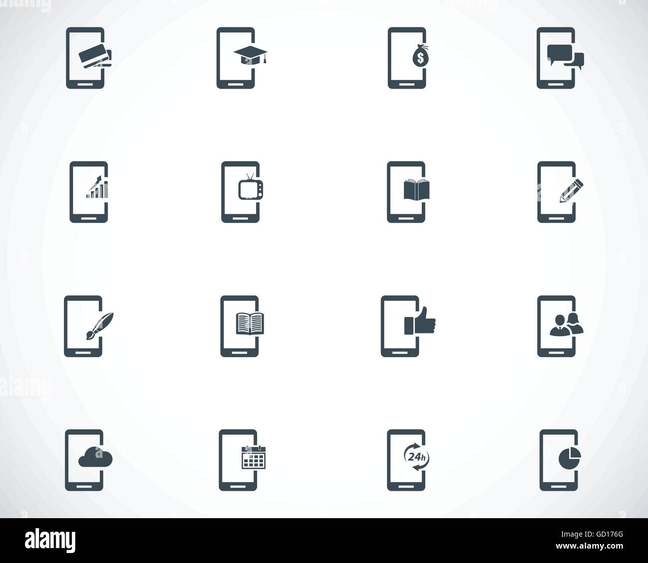 Vector black mobile icons set Stock Vector Image & Art - Alamy