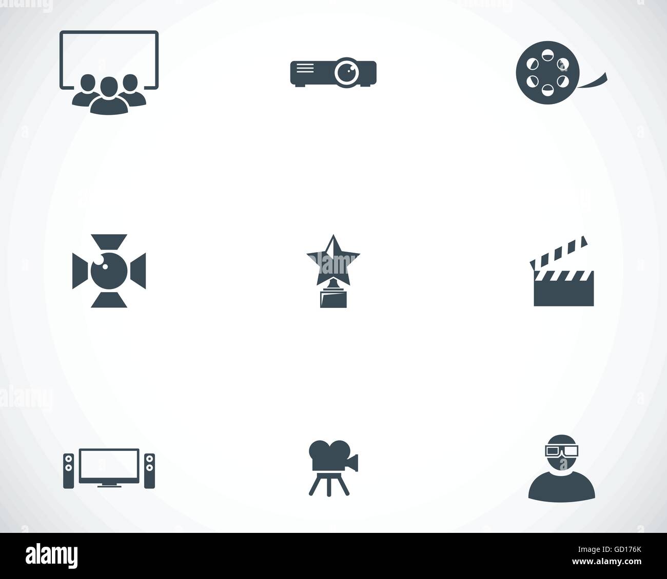 Vector black movie icons set Stock Vector Image & Art - Alamy