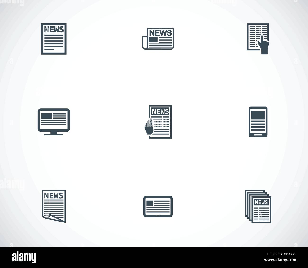 Vector black newspaper icons set Stock Vector Image & Art - Alamy