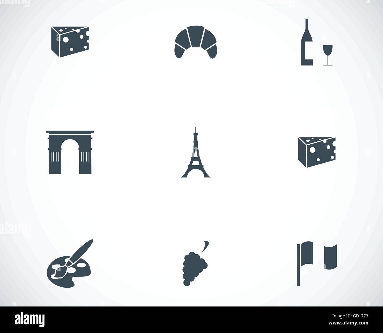Vector black paris icons set Stock Vector Image & Art - Alamy