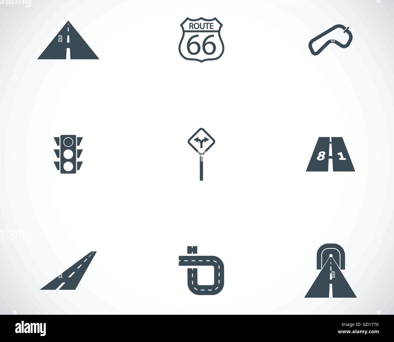 Vector black road icons set Stock Vector Image & Art - Alamy