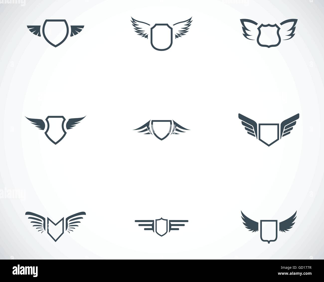 Vector Black Shield Icons Set Stock Vector Image And Art Alamy