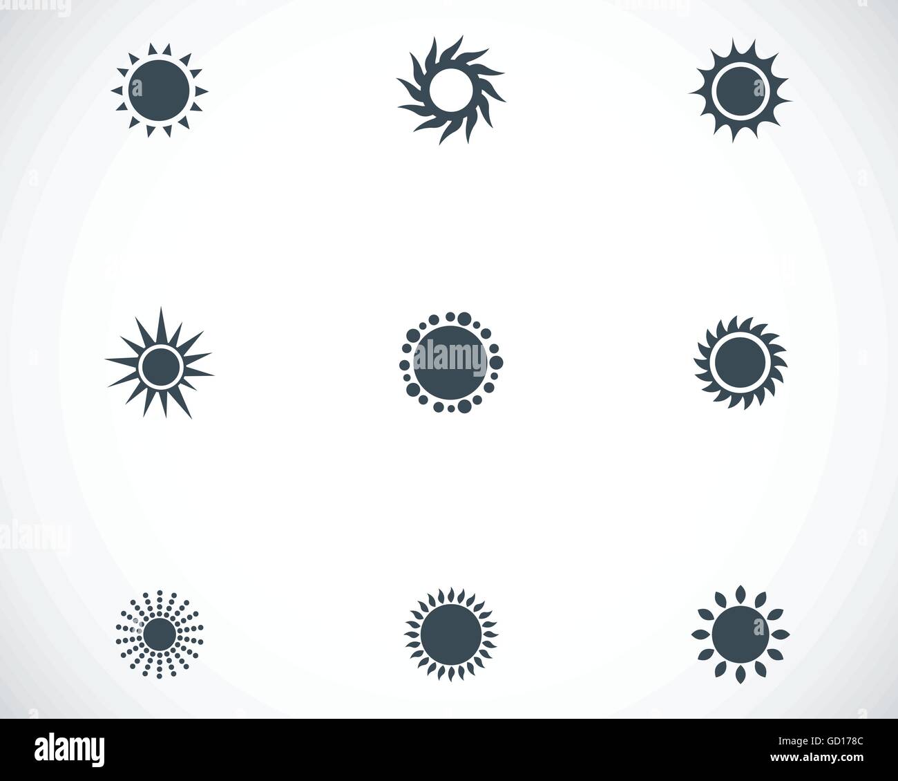 Vector black sun icons set Stock Vector Image & Art - Alamy