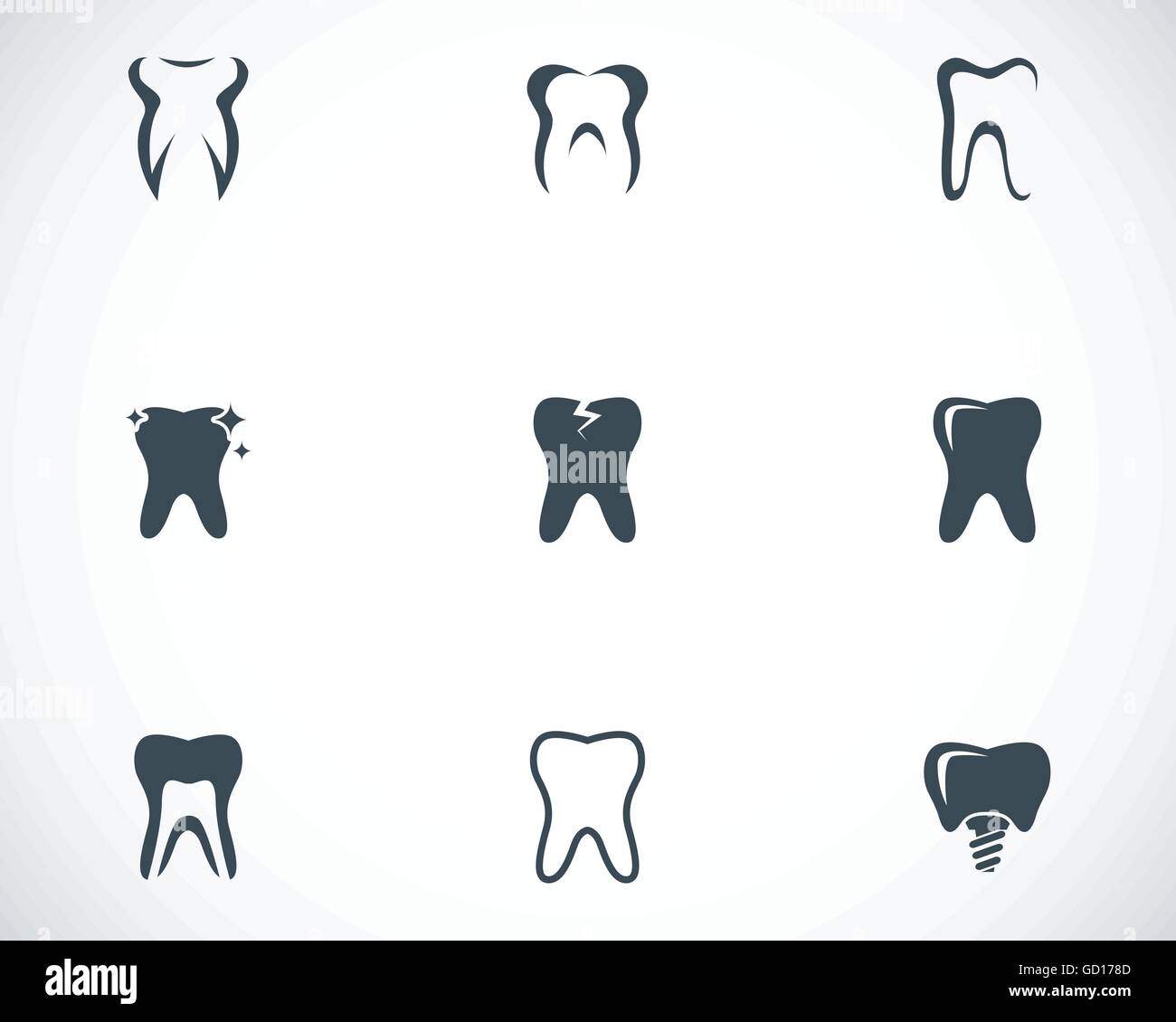 Vector black teeth icons set Stock Vector Image & Art - Alamy