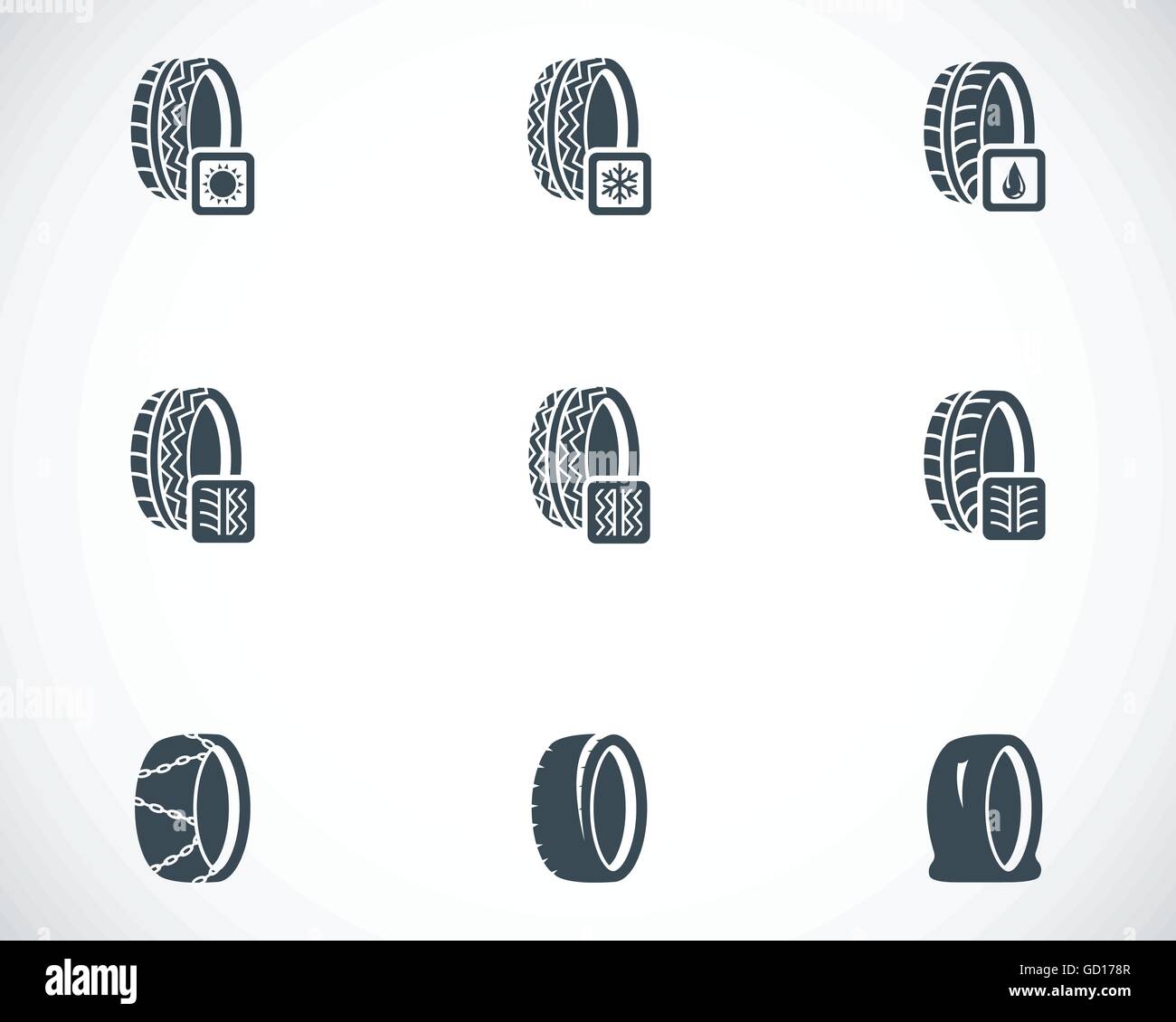 Vector black tire icon set Stock Vector Image & Art - Alamy