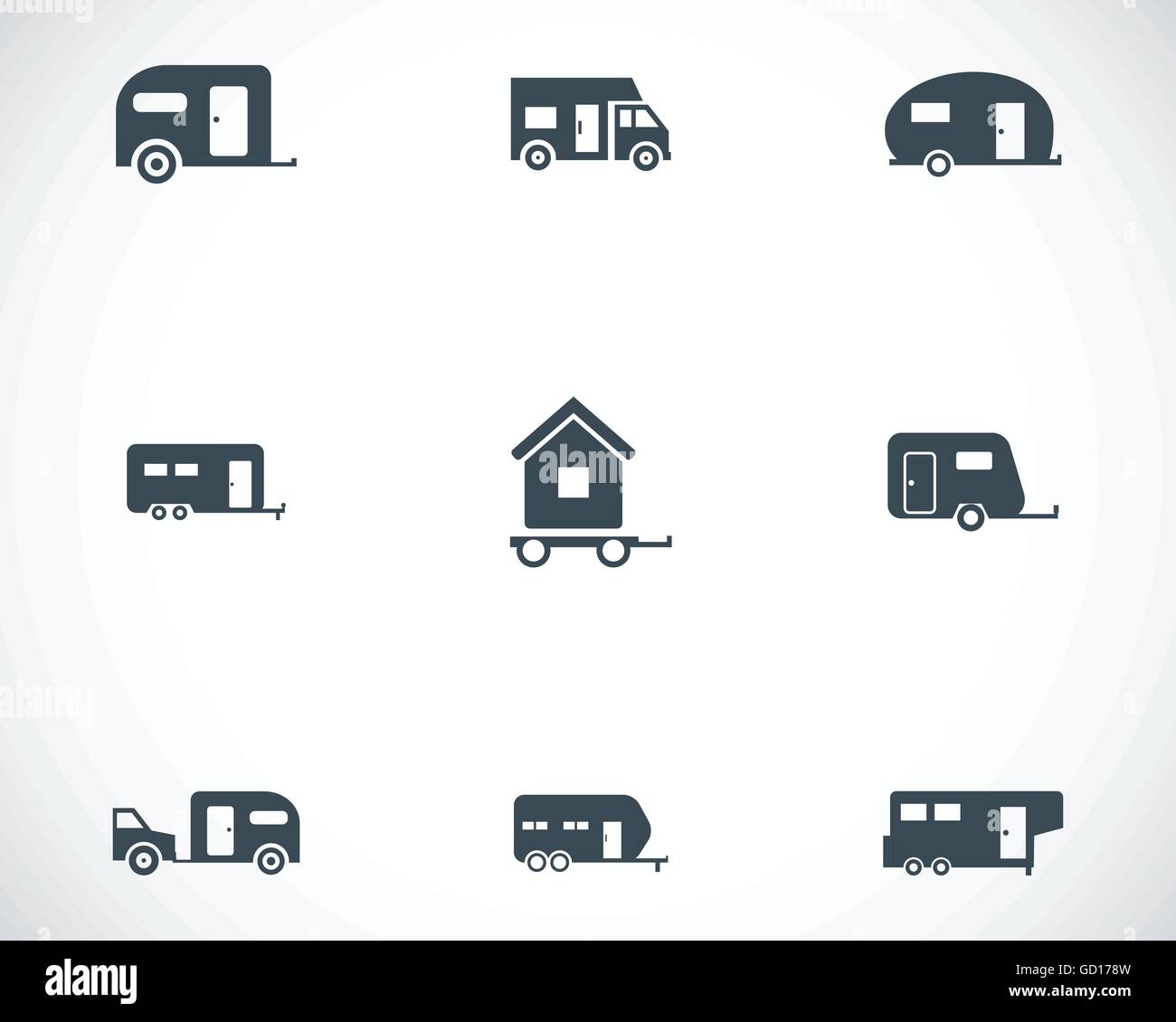 Vector black trailer icons set Stock Vector Image & Art - Alamy