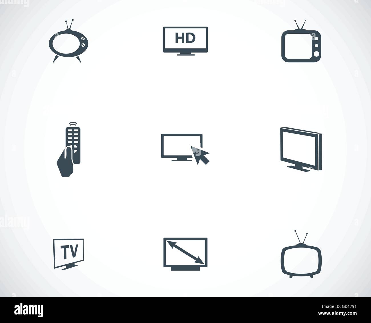 Vector black TV icons set Stock Vector Image & Art - Alamy