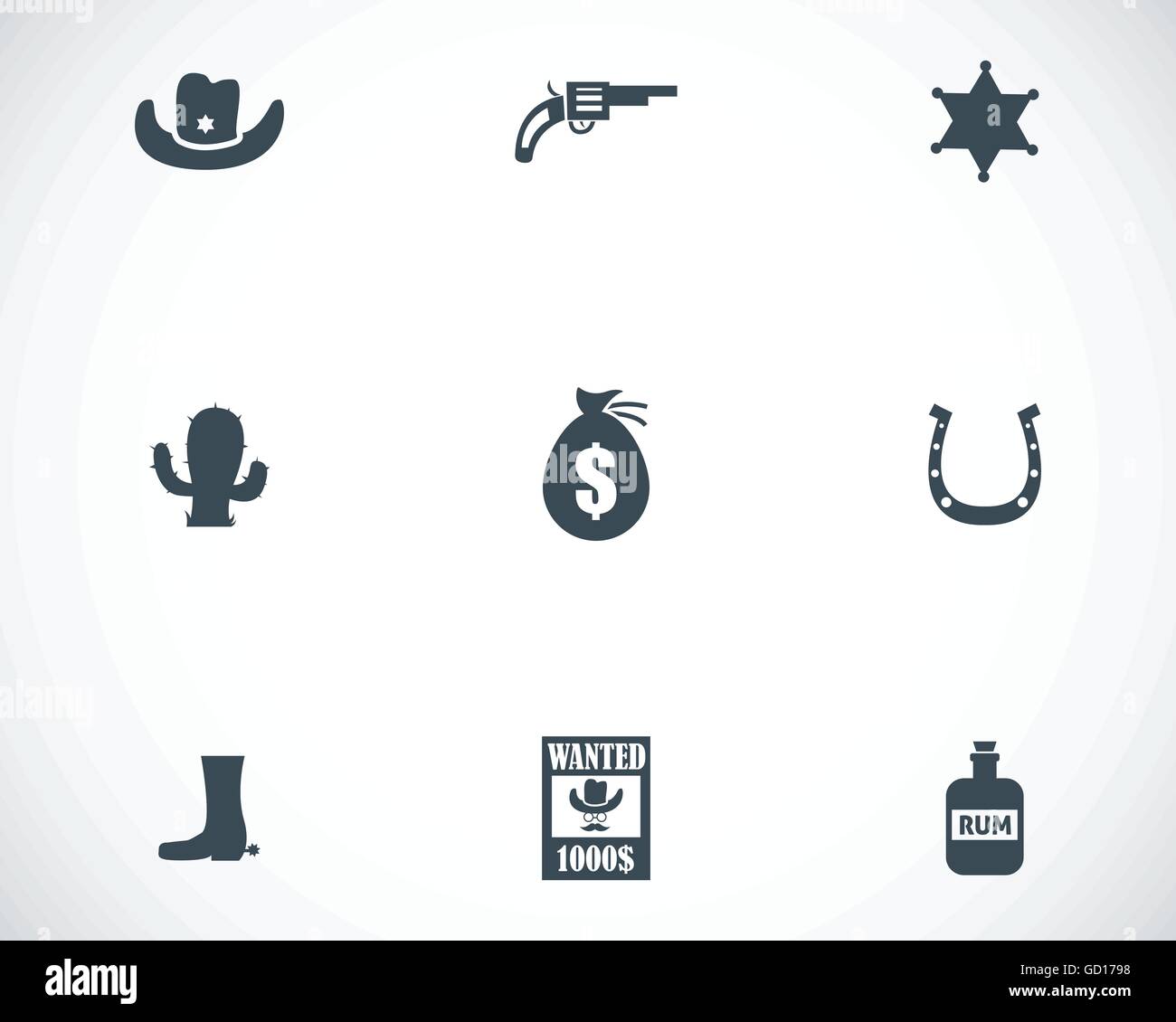 Cowboy isolated icons western Stock Vector Images - Alamy