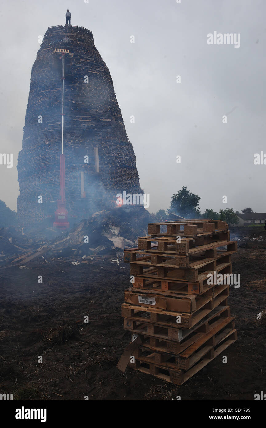 An bonfire under construction in the Ballymacash area of Lisburn, as ...