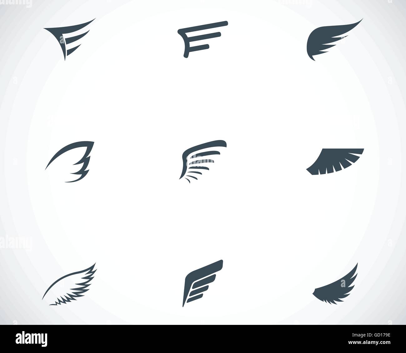 Vector black wing icons set Stock Vector Image & Art - Alamy