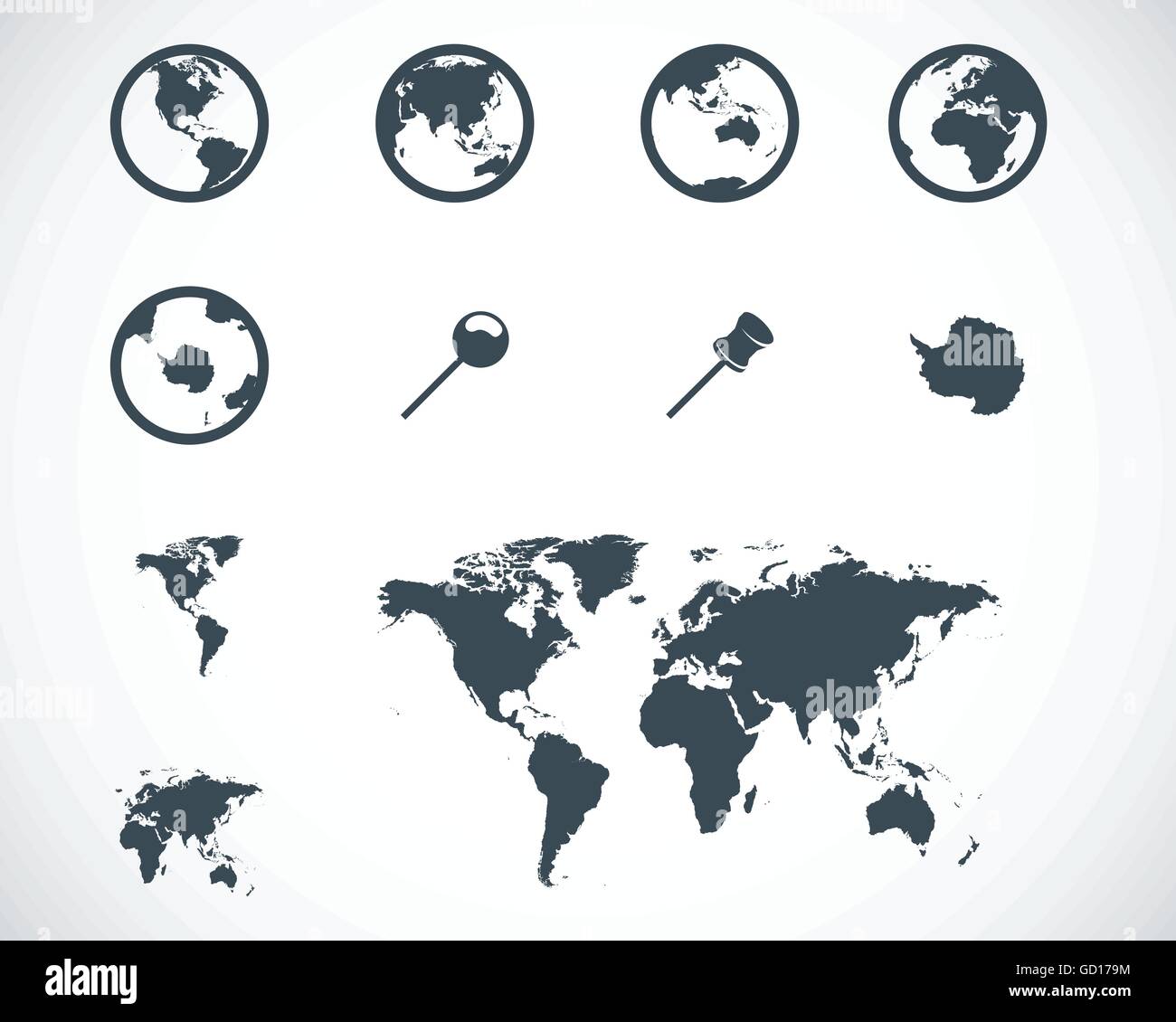 Vector black world map icons set Stock Vector Image & Art - Alamy