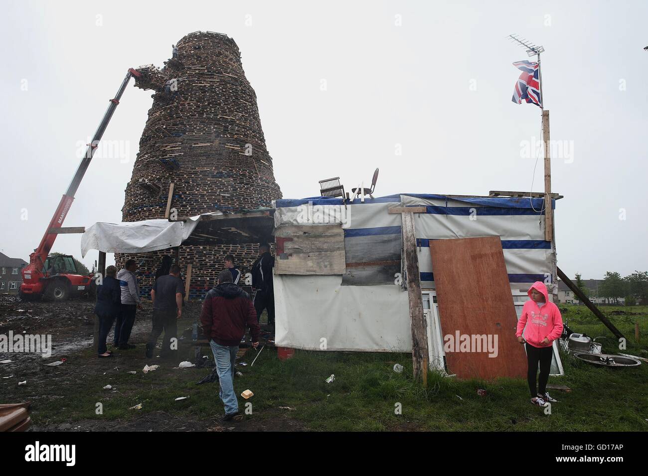 An bonfire under construction in the Ballymacash area of Lisburn, as ...