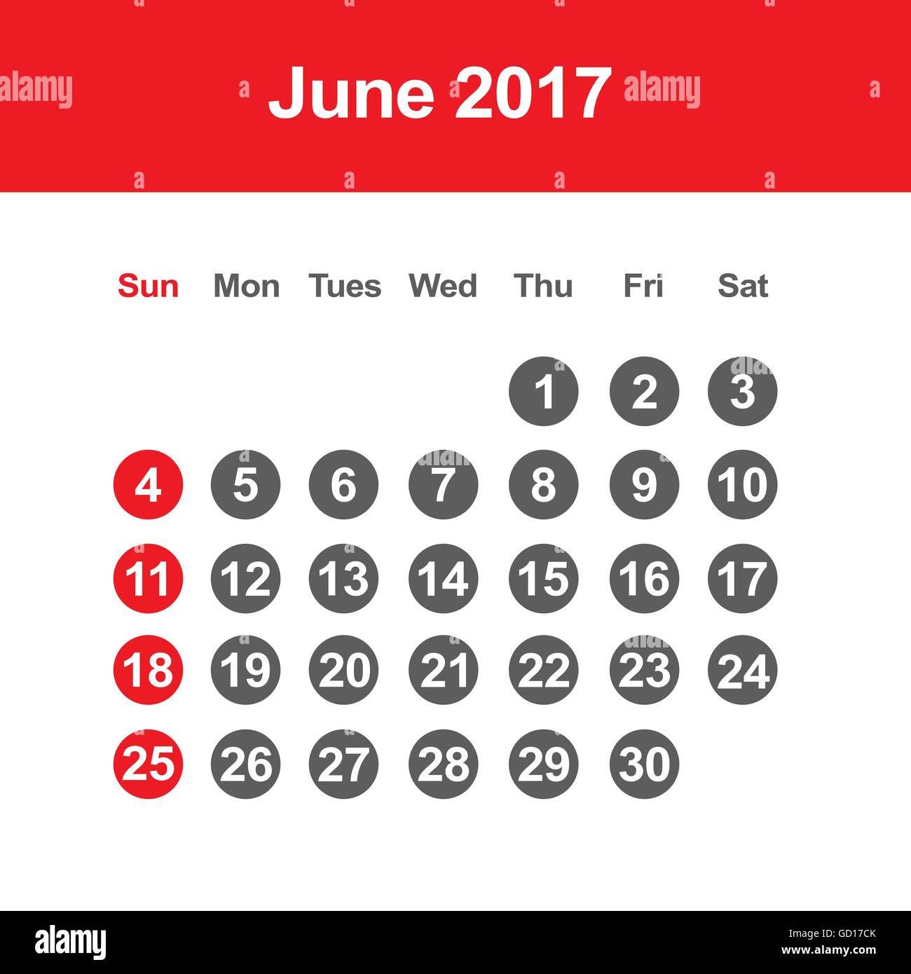 2017 june calendar Stock Vector Images - Alamy