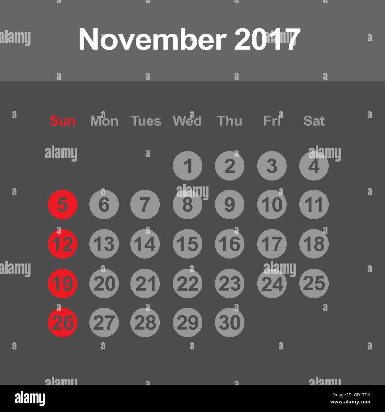 Nov calendar Stock Vector Images - Alamy