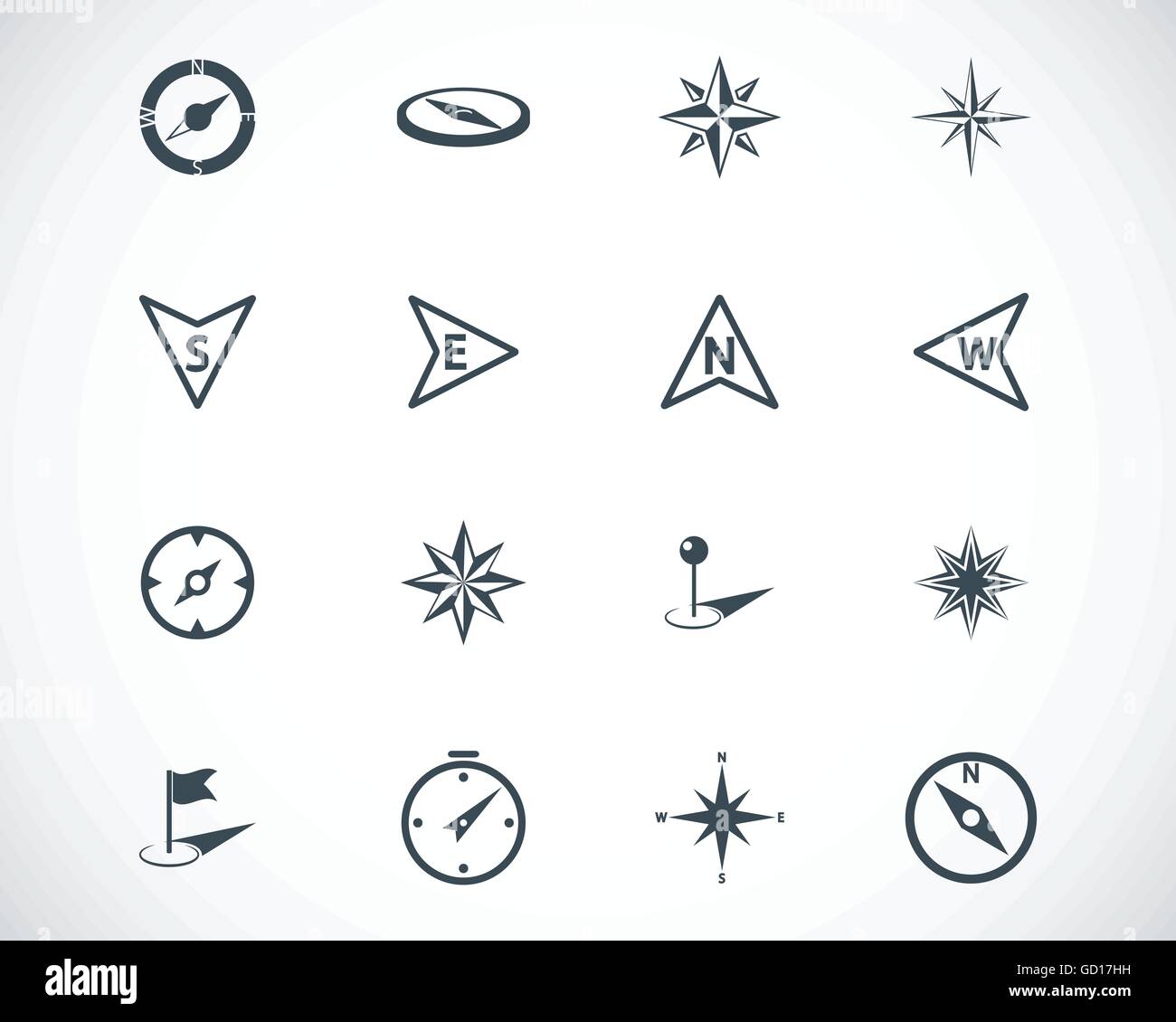 Vector black compass icons set Stock Vector Image & Art - Alamy