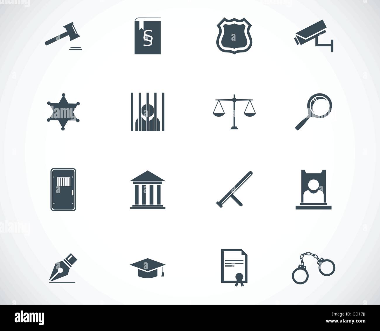 Vector black justice icons set Stock Vector Image & Art - Alamy