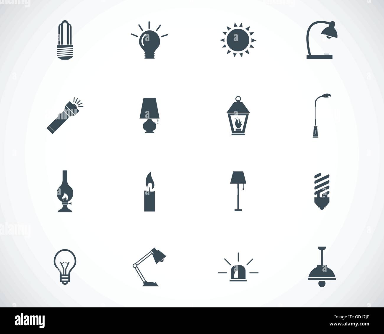 Lighting icons collection lamps hi-res stock photography and images - Alamy