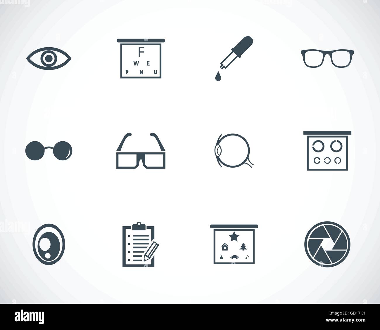 Vector black optometry icons set Stock Vector Image & Art - Alamy