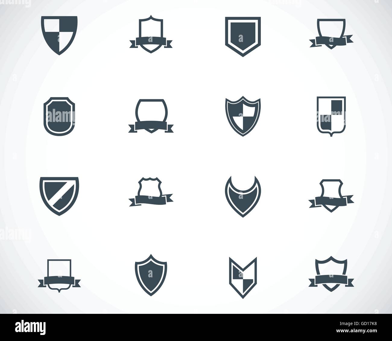 Vector black icon shield icons set Stock Vector Image & Art - Alamy