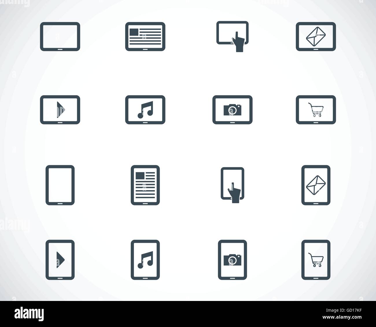 Vector black tablet icons set Stock Vector Image & Art - Alamy
