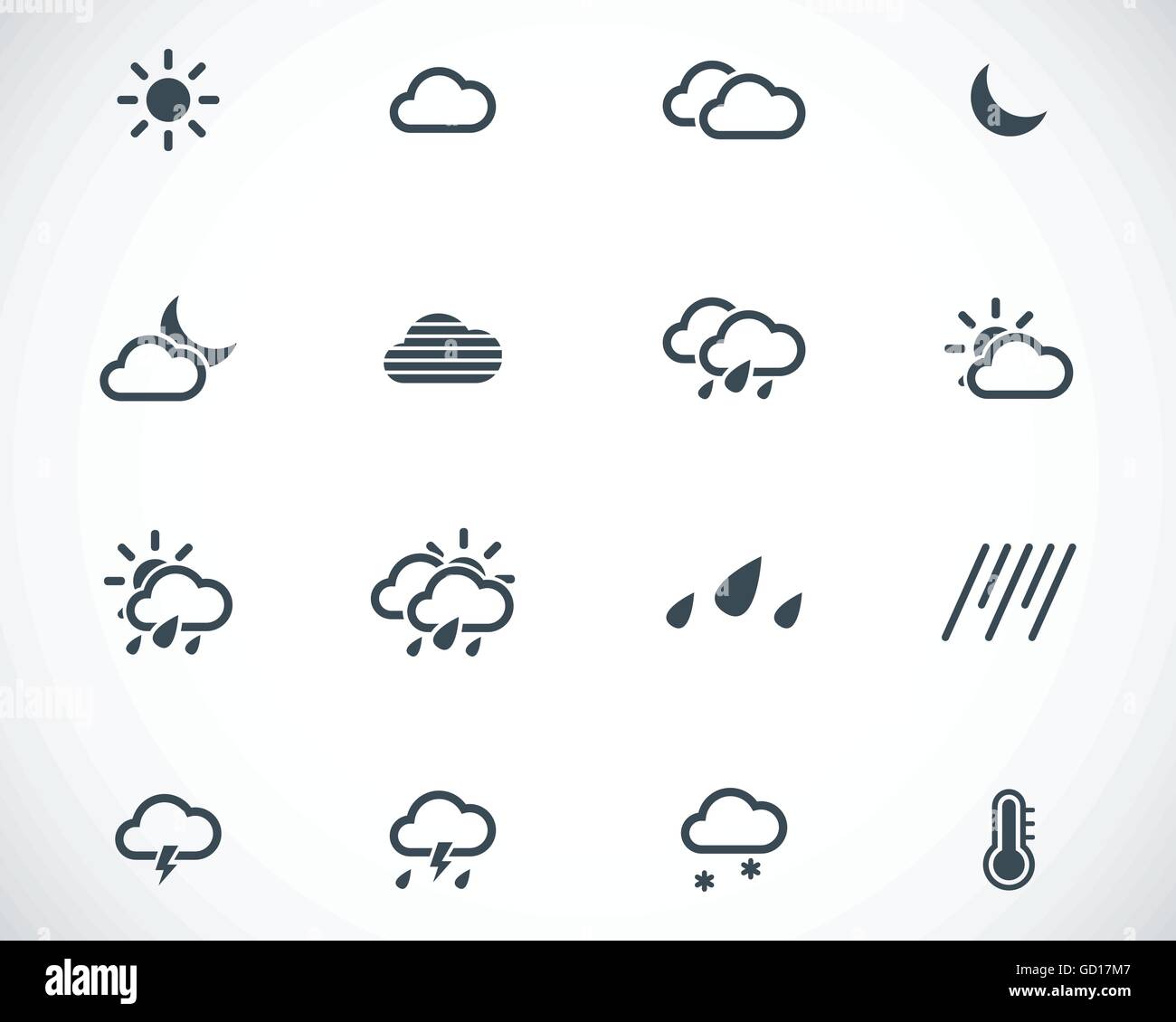 Vector black weather icons set Stock Vector Image & Art - Alamy