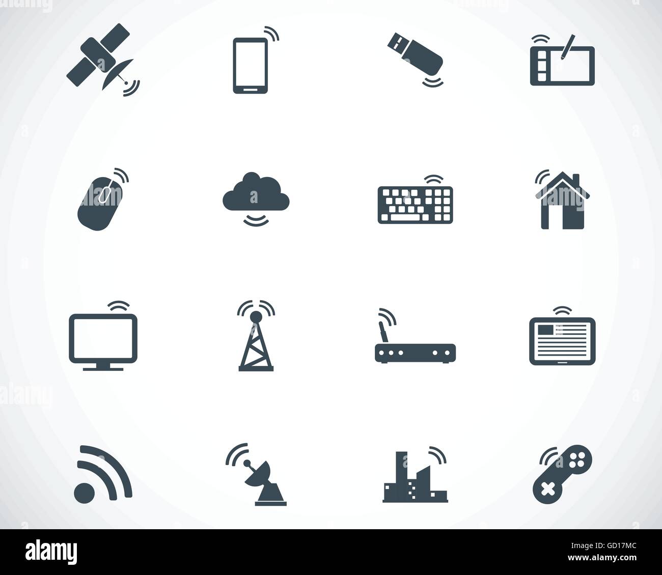 Vector black wireless icons set Stock Vector Image & Art - Alamy