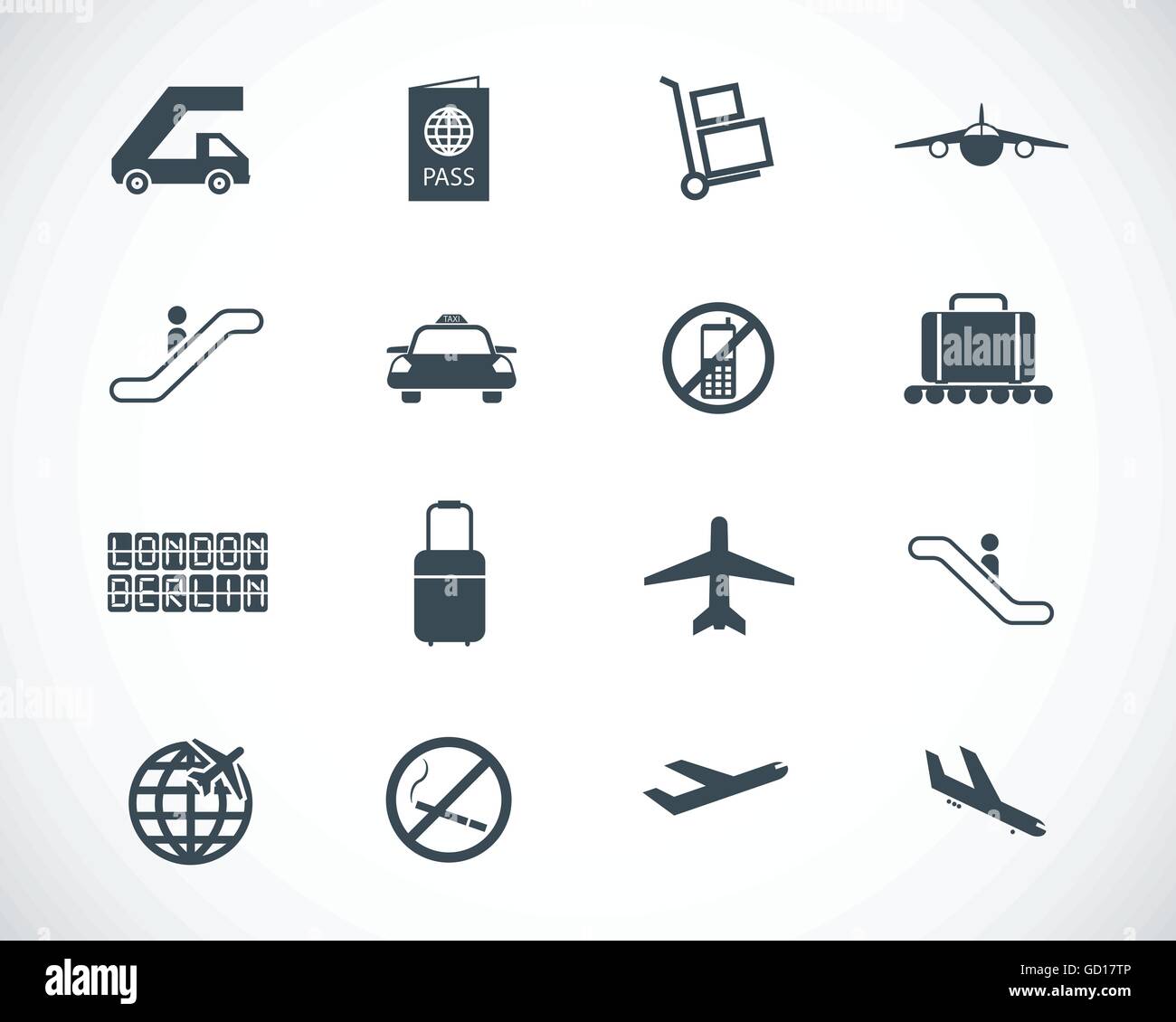 Vector black airport icons set Stock Vector Image & Art - Alamy