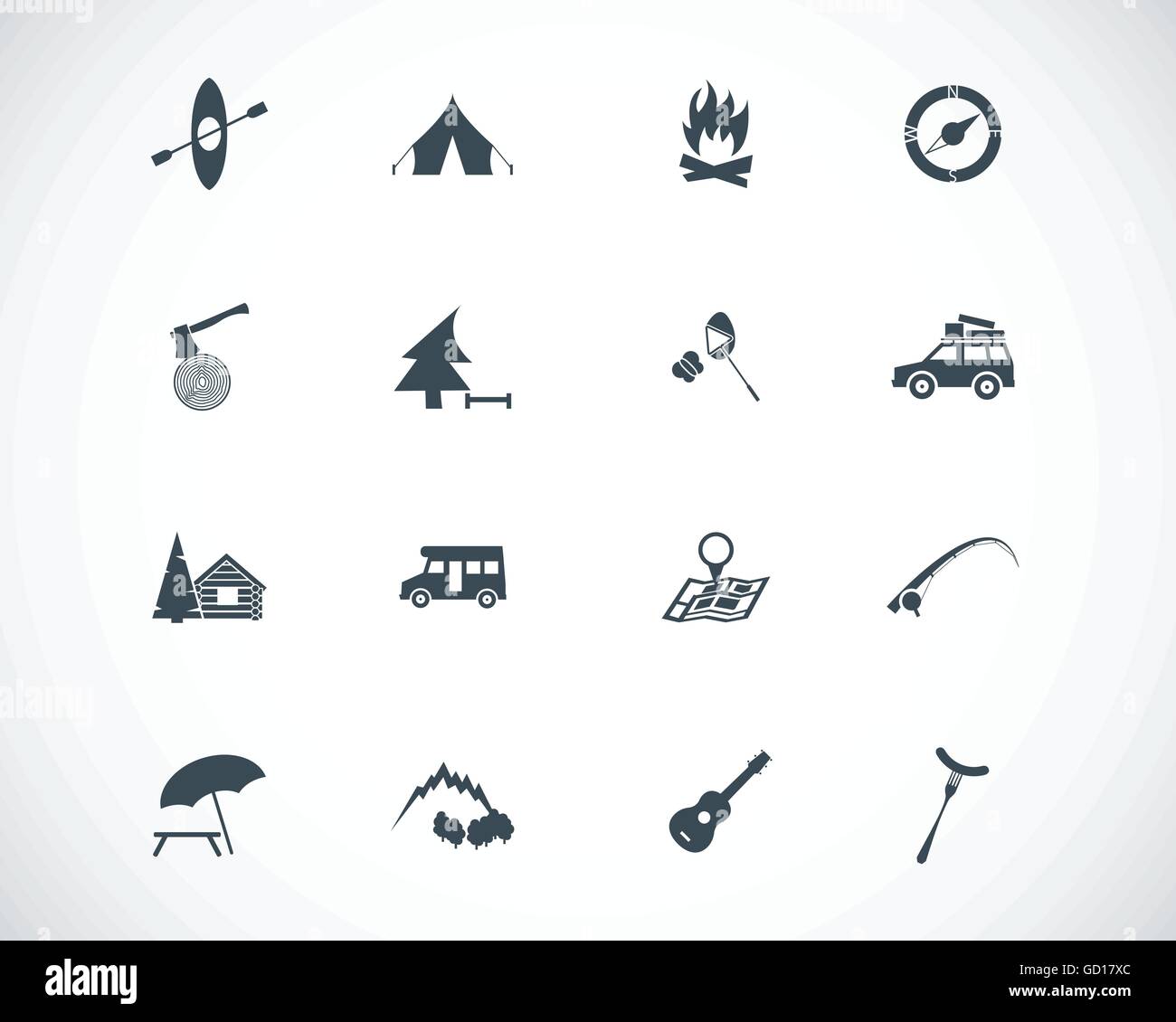 Vector black camping icons set Stock Vector Image & Art - Alamy
