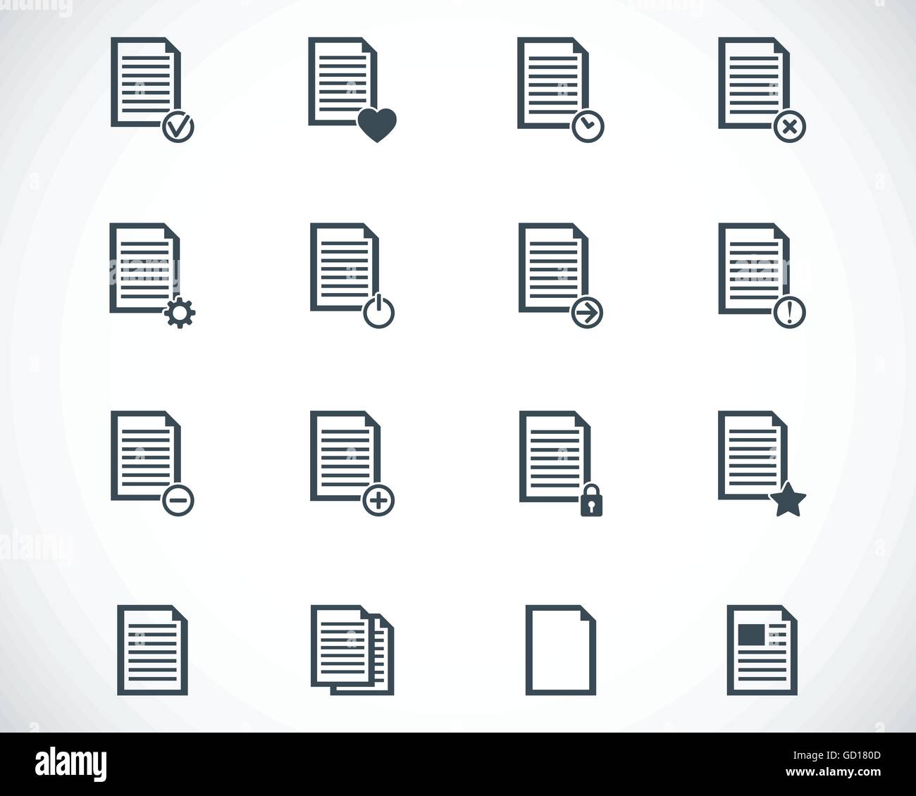Vector black document icons set Stock Vector Image & Art - Alamy
