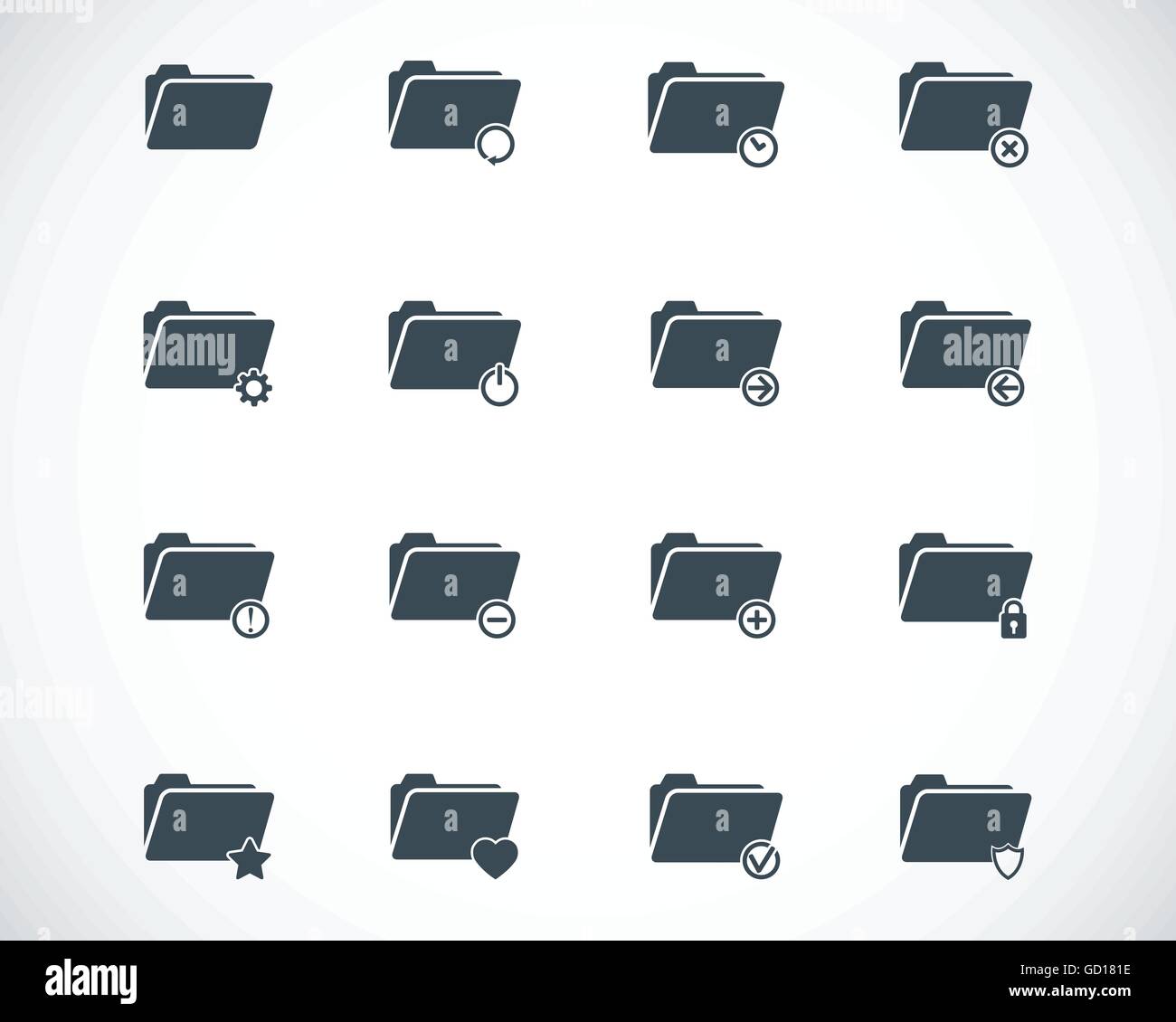 Vector black folder icons set Stock Vector Image & Art - Alamy