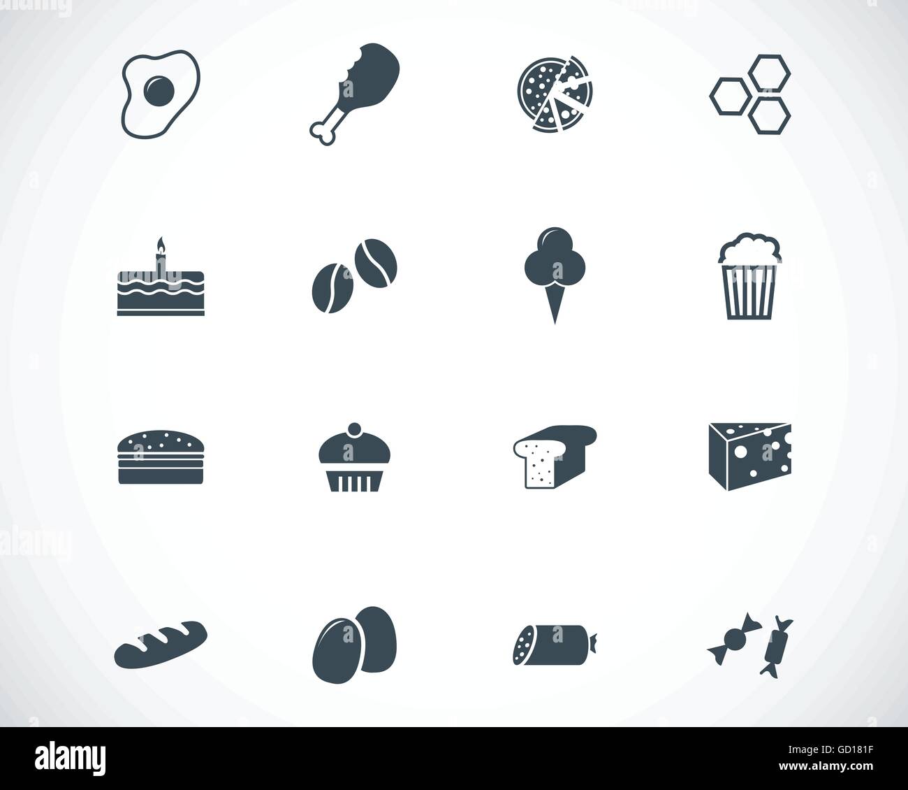 Vector black food icons set Stock Vector Image & Art - Alamy