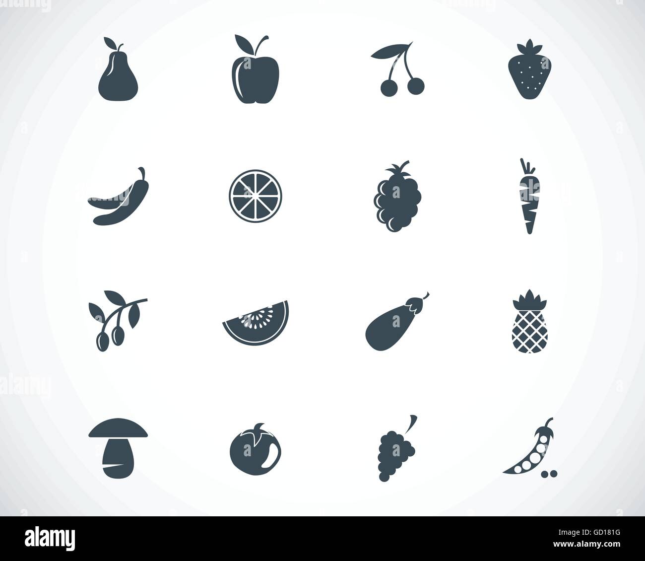 Vector black food icons set Stock Vector Image & Art - Alamy
