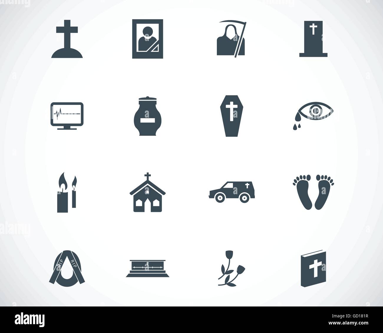 Vector black funeral icons set Stock Vector Image & Art - Alamy