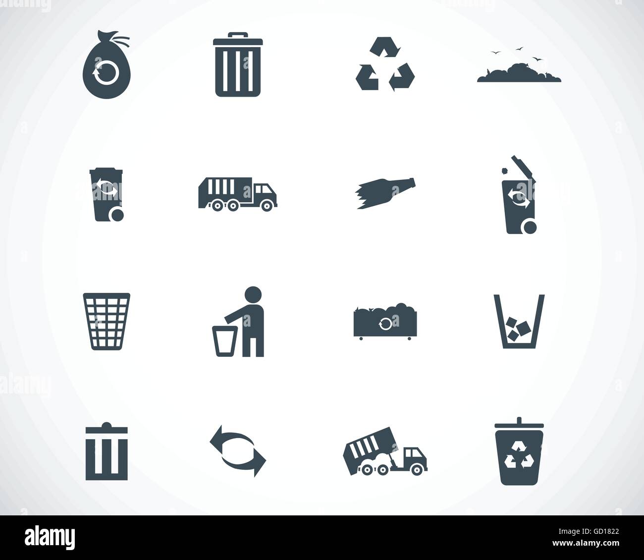 Vector black garbage icons set Stock Vector Image & Art - Alamy