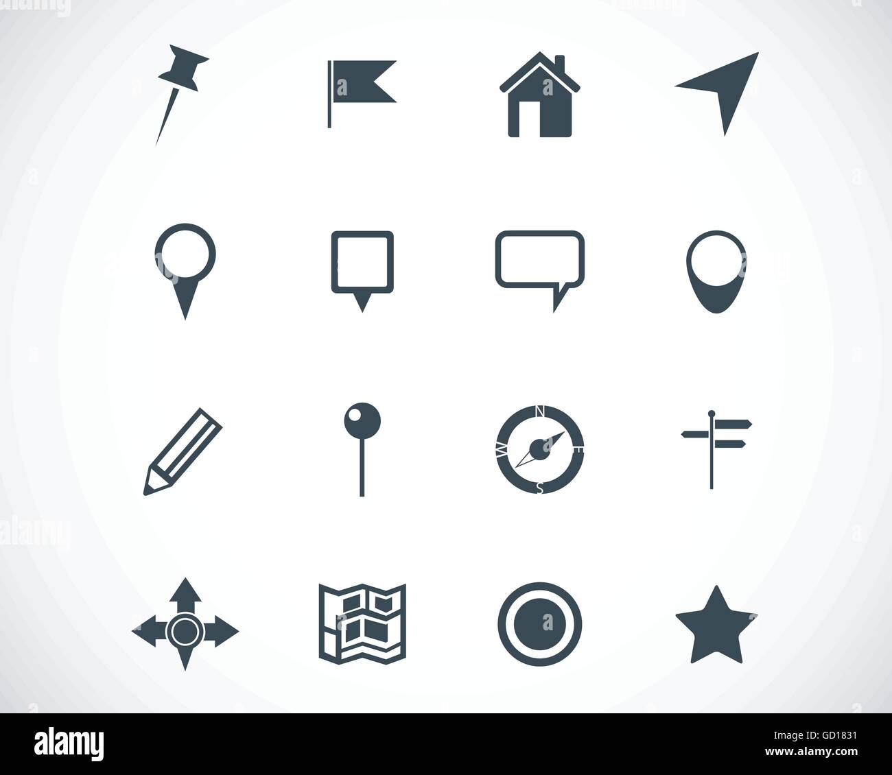 Vector black map icons set Stock Vector Image & Art - Alamy