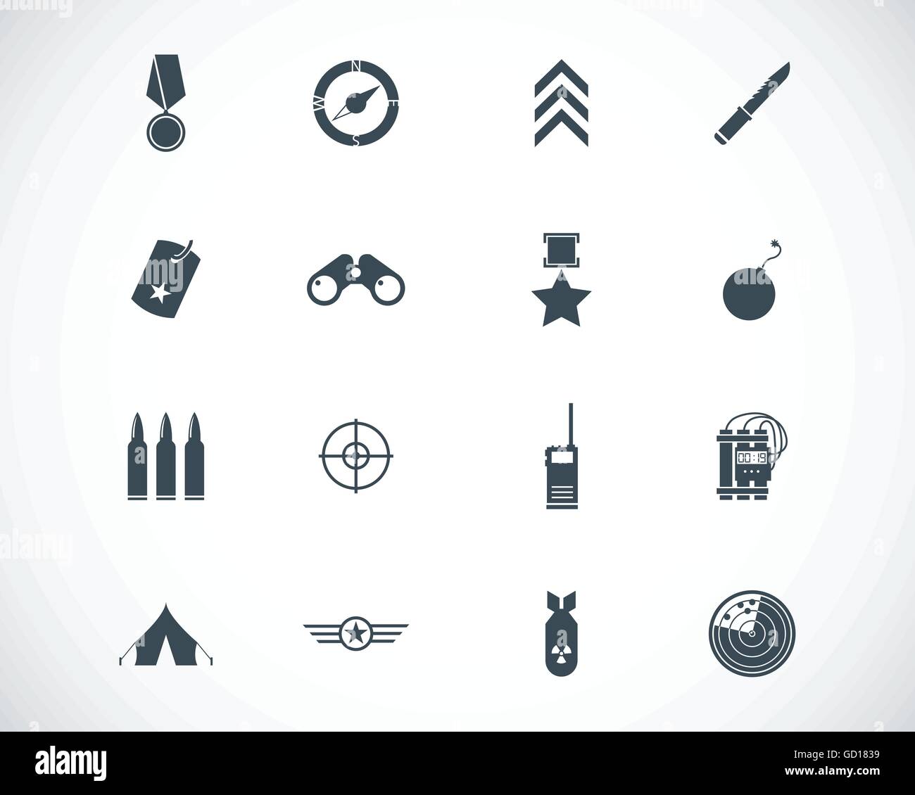 Vector black military icons set Stock Vector Image & Art - Alamy